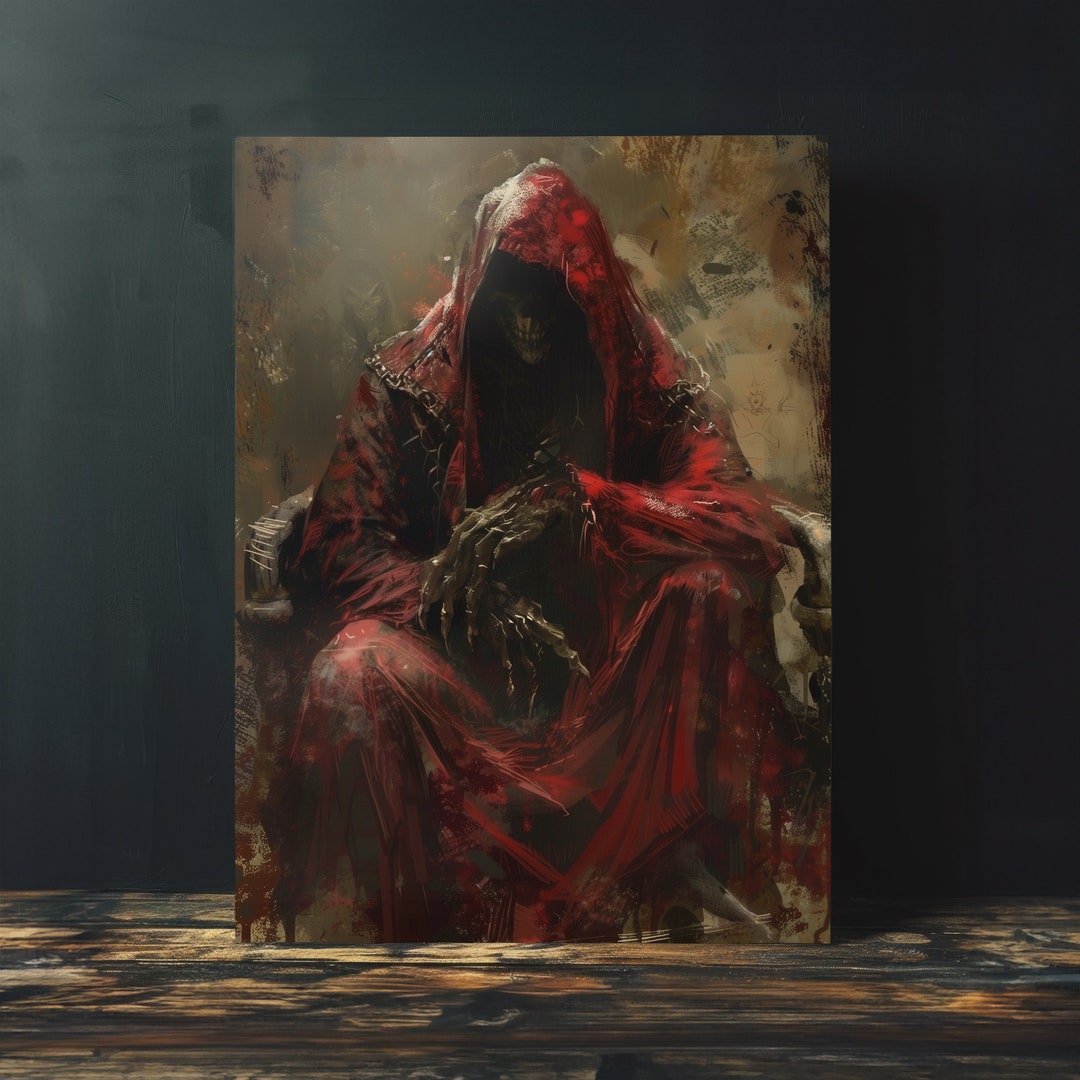 Eerie Grim Reaper Painting, Printable Wall Art, Digital Download, Dark ...