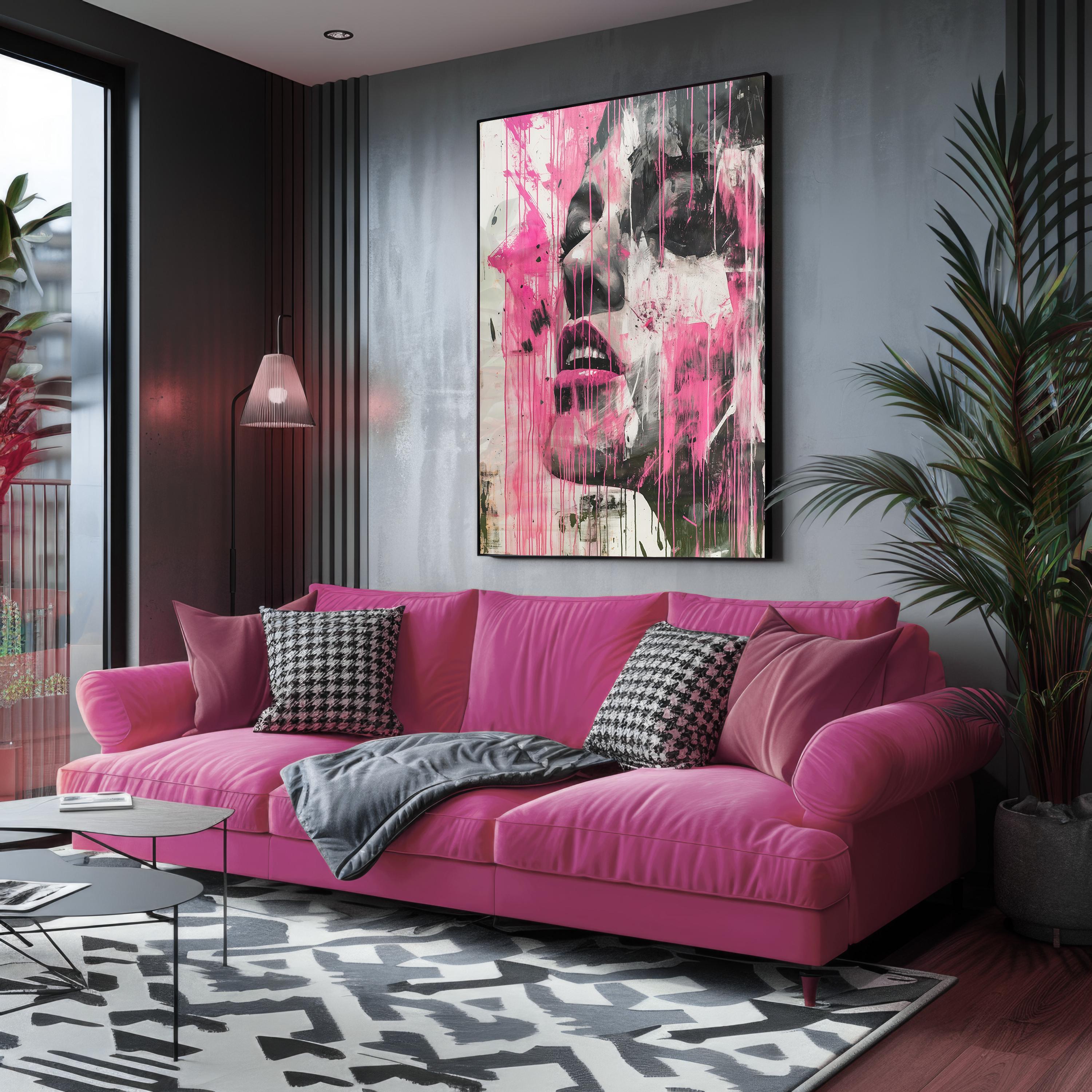 Moody Brash Pink Maximalist Print, Digital Download, Printable Wall Art ...