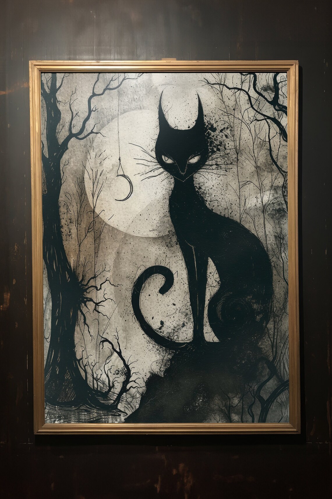 Moody Whimsigoth Black Cat Poster, Printable Wall Art, Digital Download ...