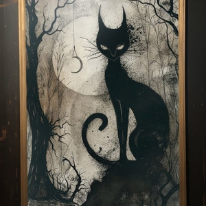 Moody Whimsigoth Black Cat Poster, Printable Wall Art, Digital Download ...