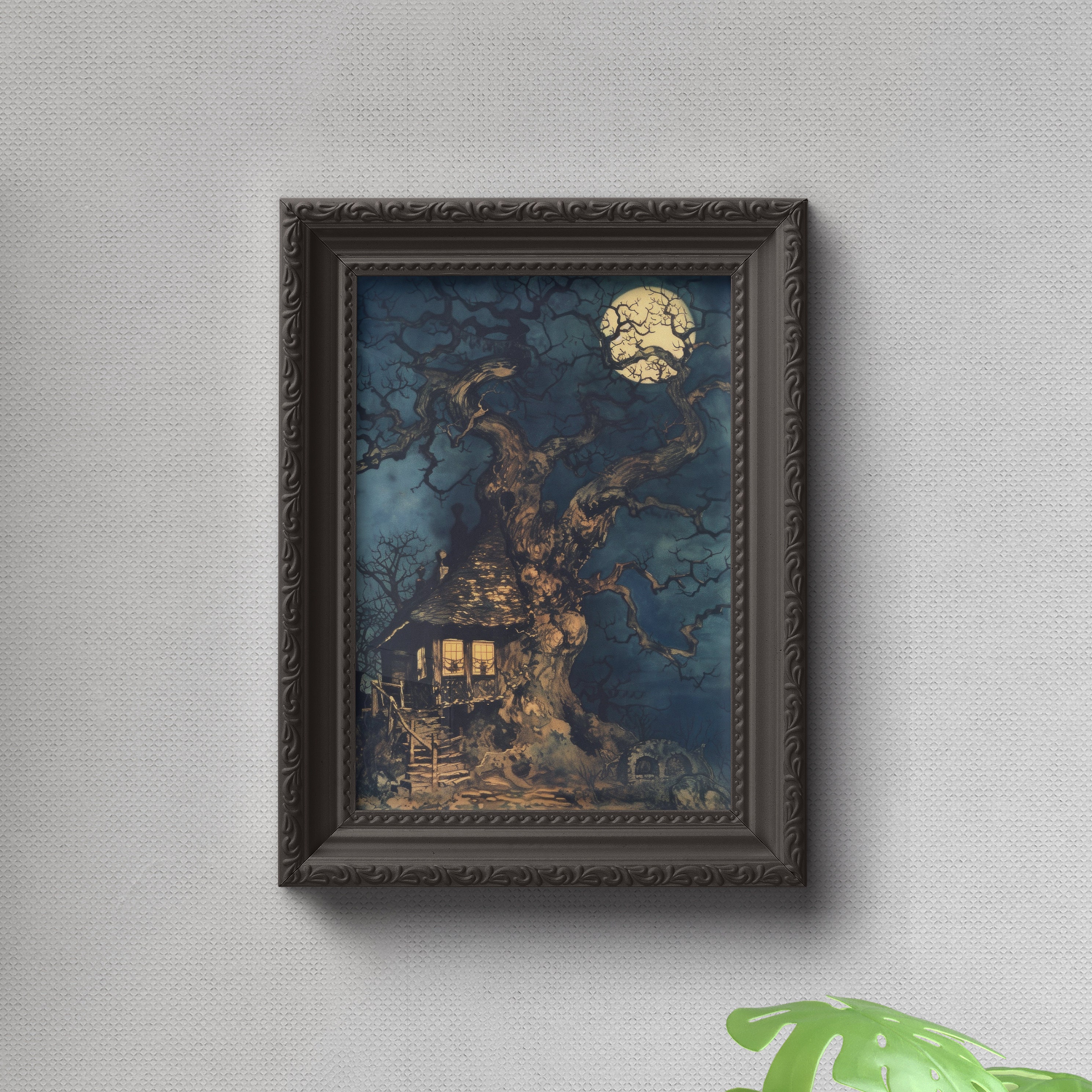 Moody Witch Cabin Painting, Printable Wall Art, Instant Download, Dark ...