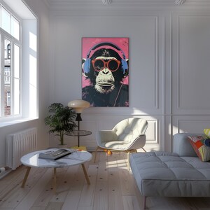 Funky Monkey Poster, Printable Wall Art, Instant Download, Vibrant Pop ...
