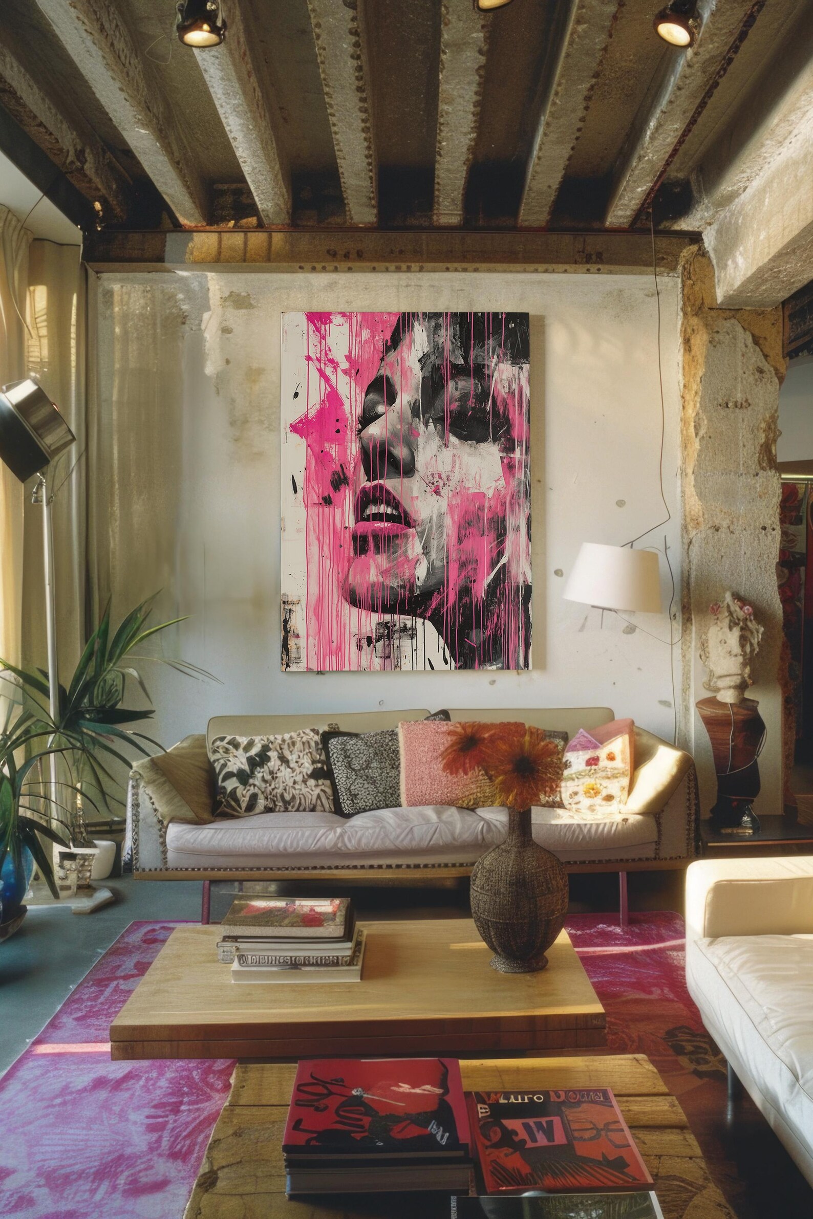 Moody Brash Pink Maximalist Print, Digital Download, Printable Wall Art ...
