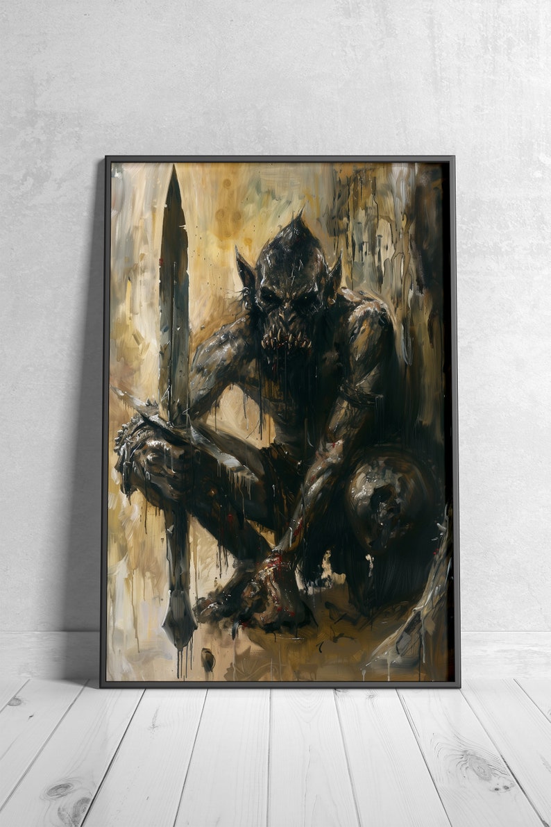 Moody Orc Painting, Digital Instant Download, Printable Wall Art, Dark ...