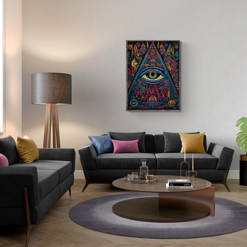 Psychedelic Pyramid Print, Digital Download, Printable Wall Art, Eye of ...