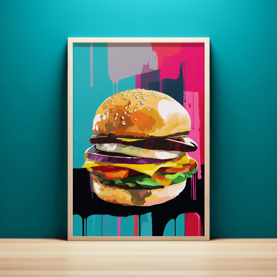 Burger Graffiti Wall Art, Printable Wall Art, Instant Download, Burger ...