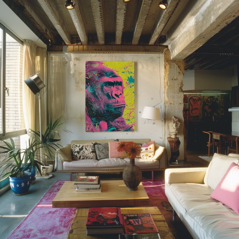 Vibrant Harambe Poster, Printable Wall Art, Instant Download, Neon ...