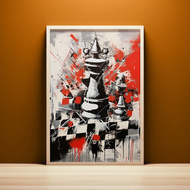 Maximalist Chess Pop Art Painting, Wall Art Printable, Trendy Art ...