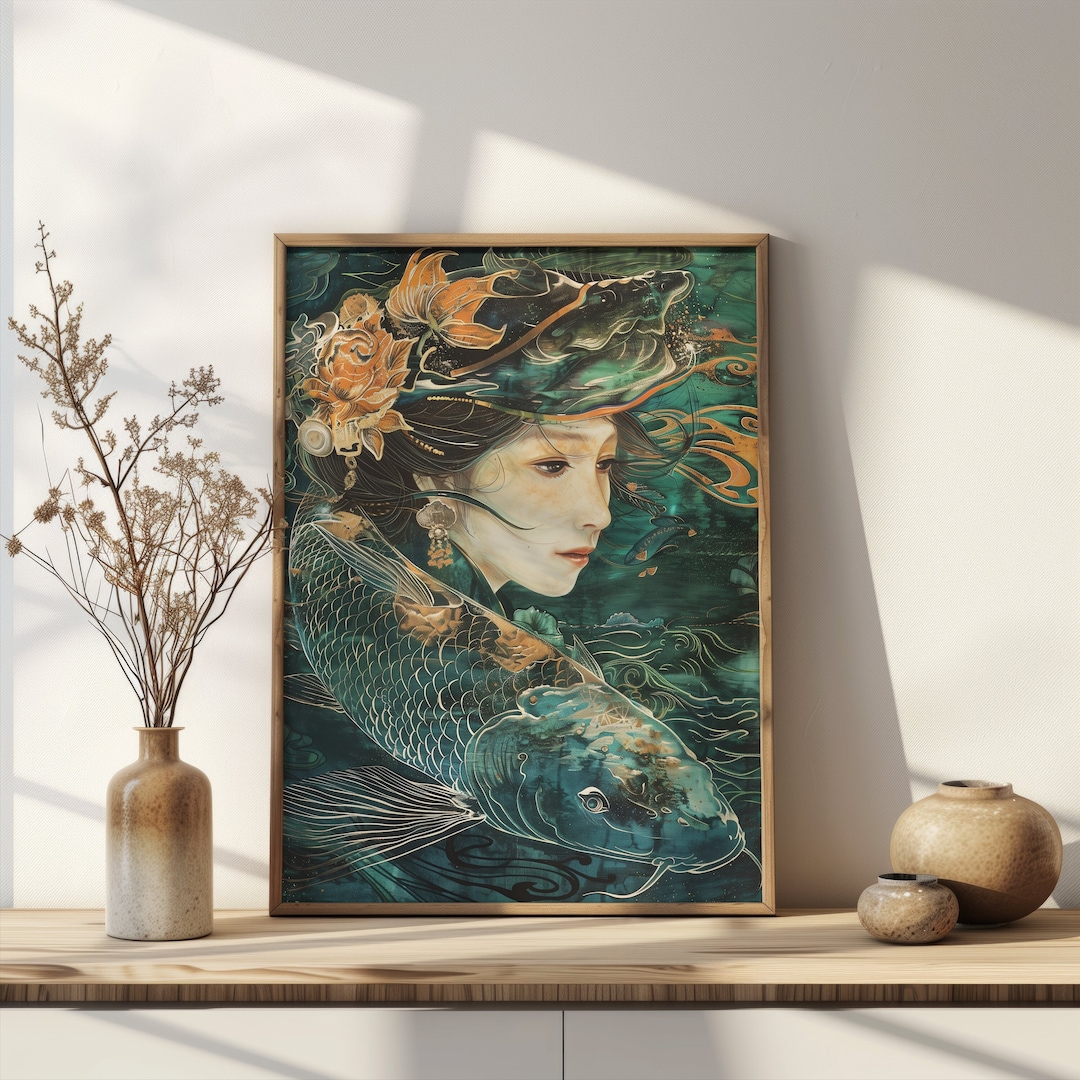 Surrealist Japanese Poster, Printable Wall Art, Instant Download, Moody ...