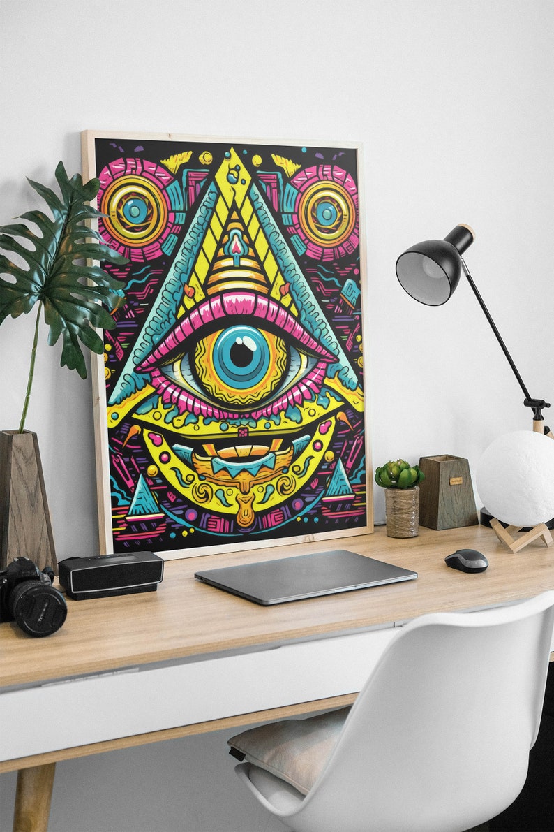 DMT Third Eye Illustration Printable Wall Art Instant Download, Vibrant ...