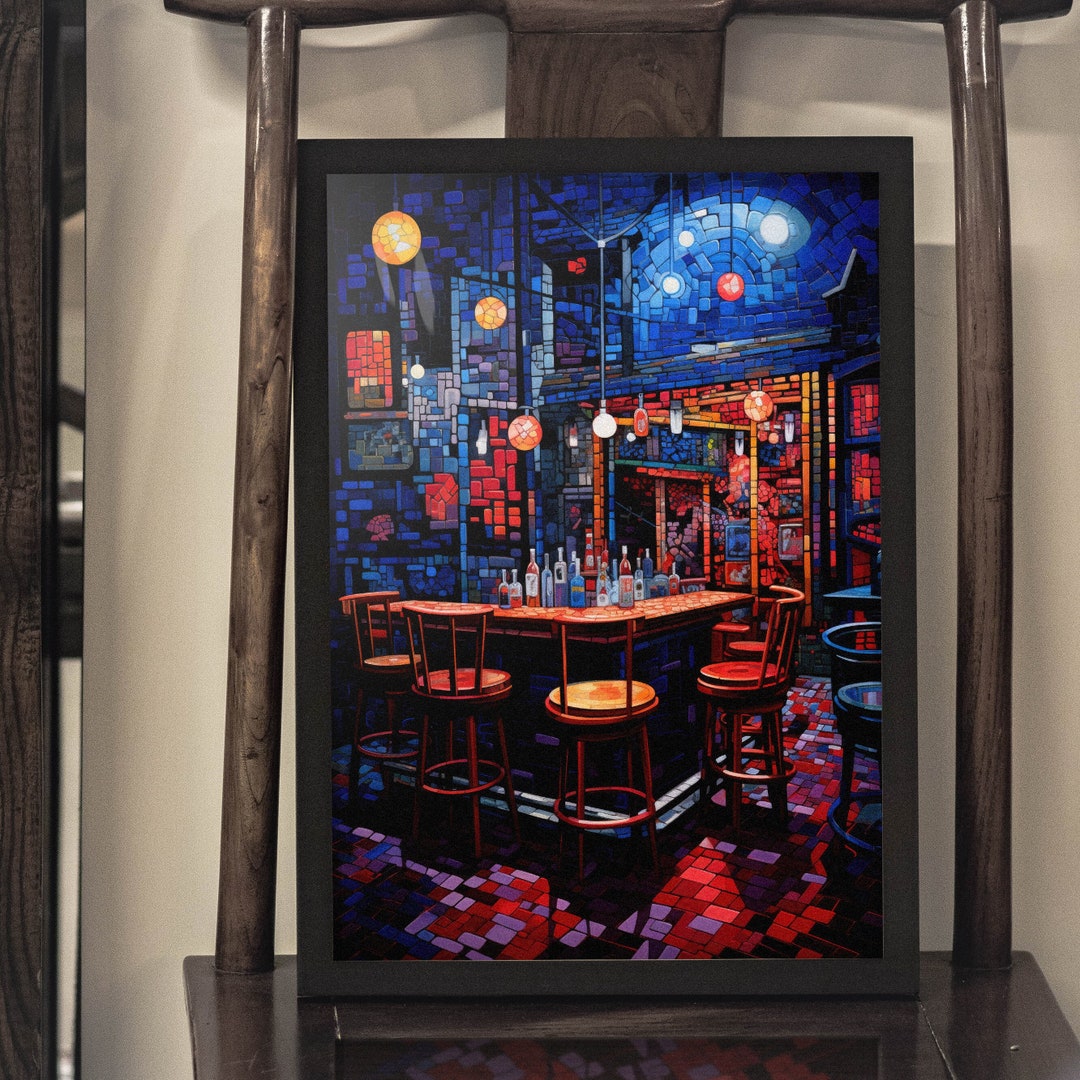 Vibrant Surreal Saloon Scene Printable Wall Art, Digital Download ...