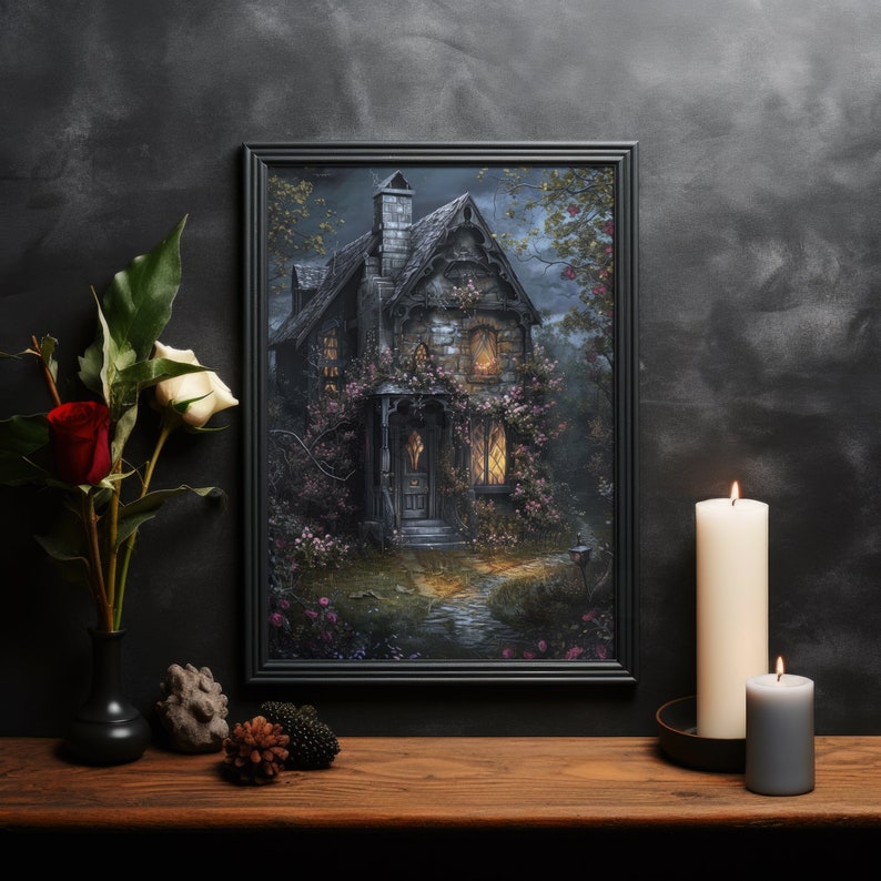 Enchanted Witch Cottage, Printable Wall Art, Digital Download, Moody ...