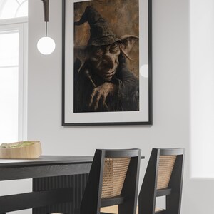 Whimsy House Elf Painting, Printable Wall Art Digital Download, Dark ...