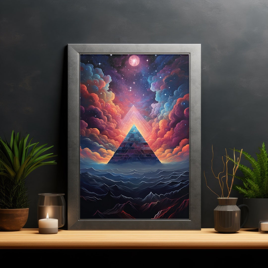 Celestial Fantasy Pyramid Poster Instant Download, Printable Wall Art ...
