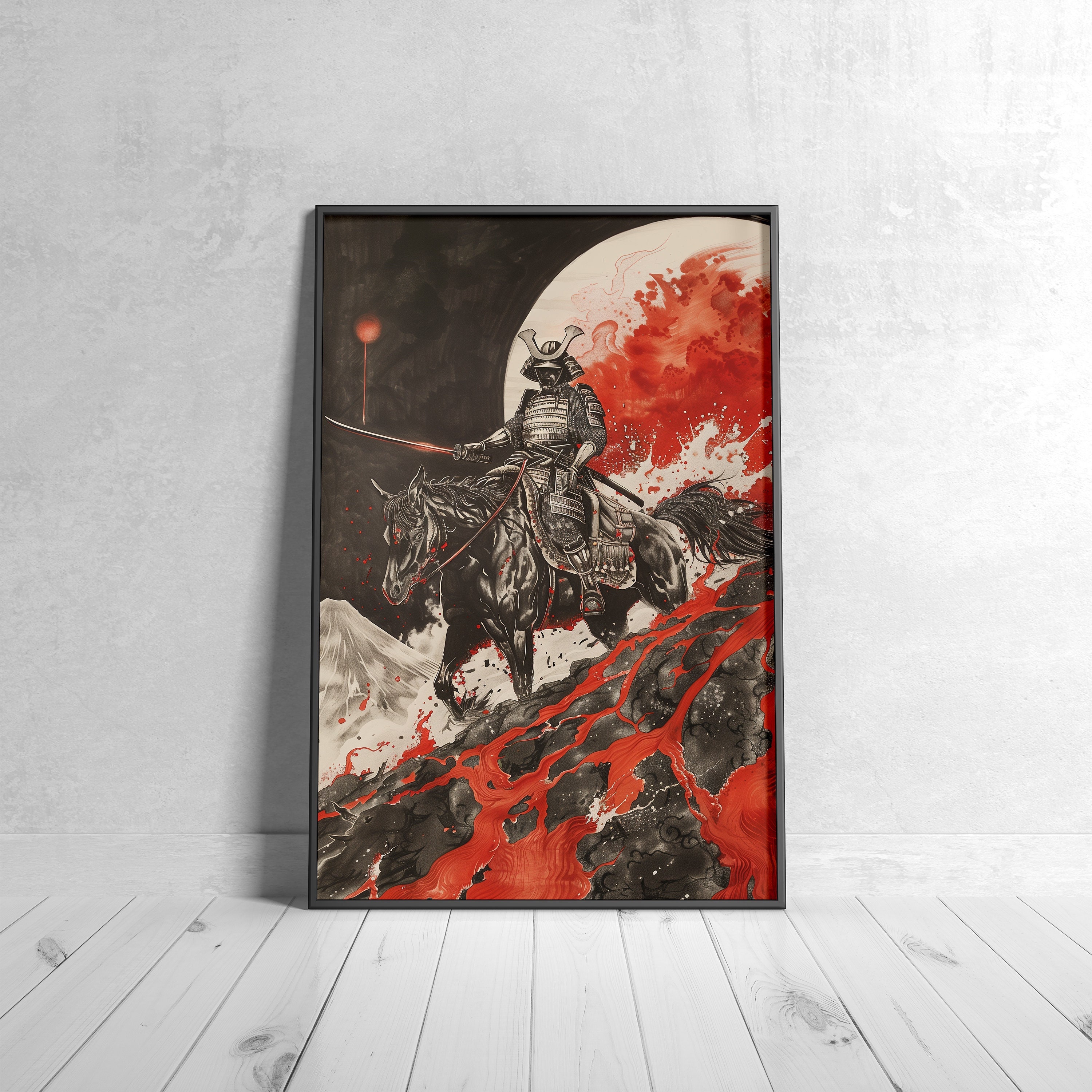 Vintage Shogun Painting, Printable Wall Art Digital Download, Black ...