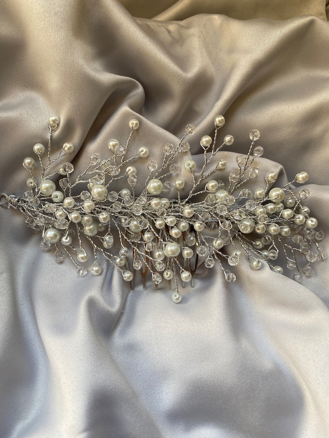 Bride Hair Comb With Pearl Crystals, Wedding Hair Accessories, Bridal ...