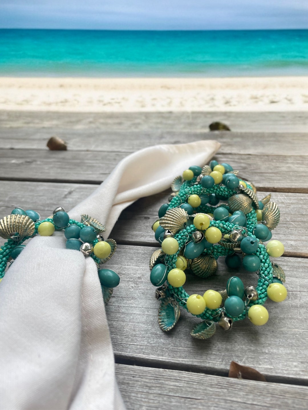 Handmade Shell Napkin Rings (housewarming, Beach Theme Wedding, Wedding ...