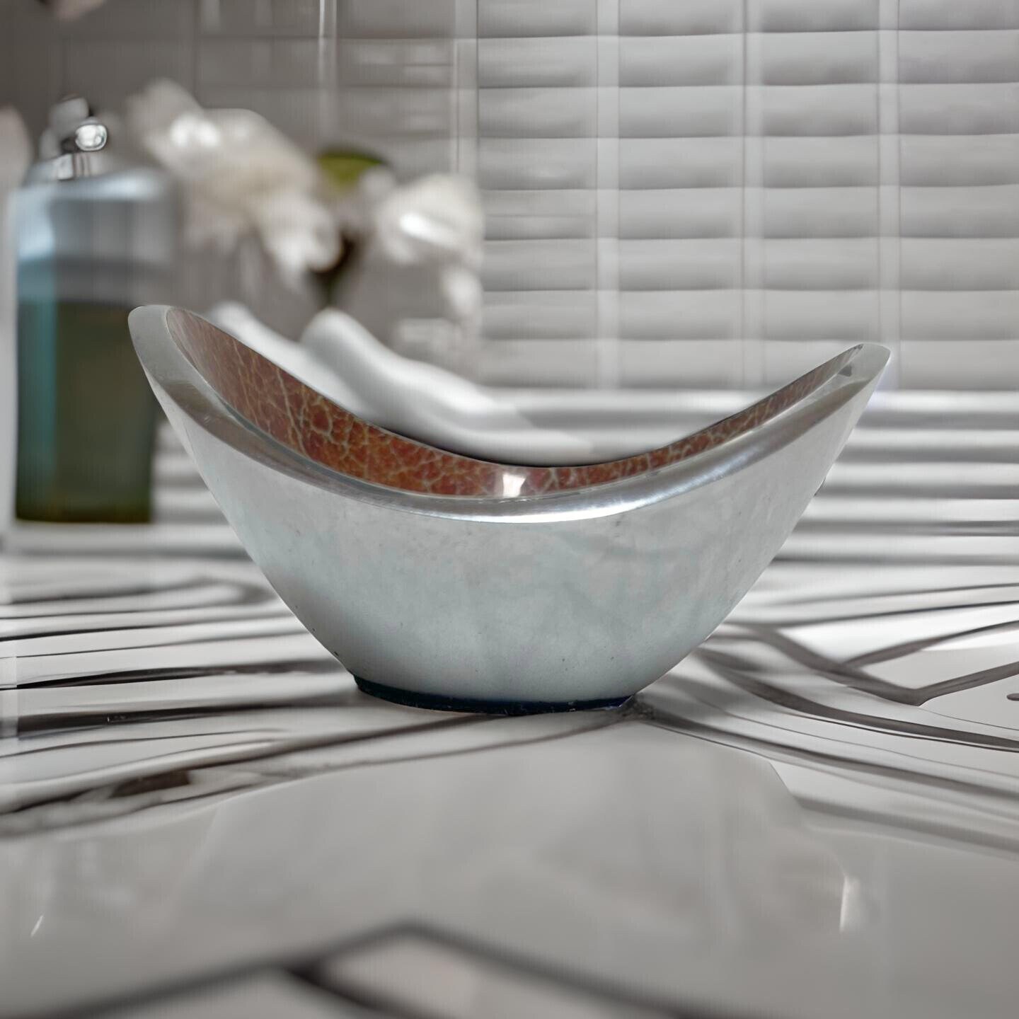 Trinket Bowl With Crushed Amber Texture, Ring Bowl, Metal Jewelry Dish ...