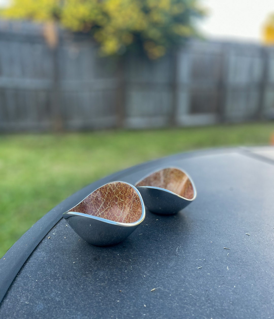 Aluminum Dip Bowls With Crushed Amber Texture Set of 2, Chip and Dip ...