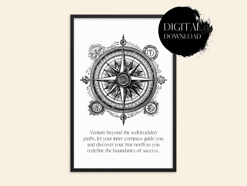 Compass Quote Printable Office Decor Print True North - Etsy Australia