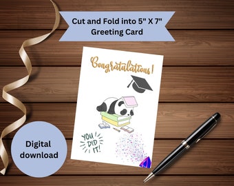 Panda Graduation Card, Blank Grad Card for Grads, High School ...