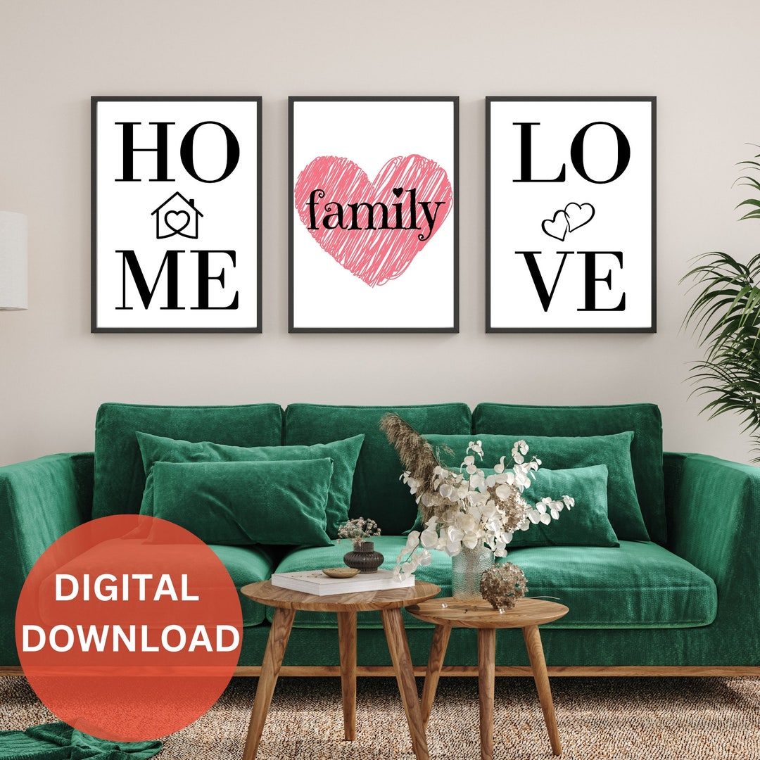 3pc Family Quotes Wall Art, Digital Download for Living Room, Family ...