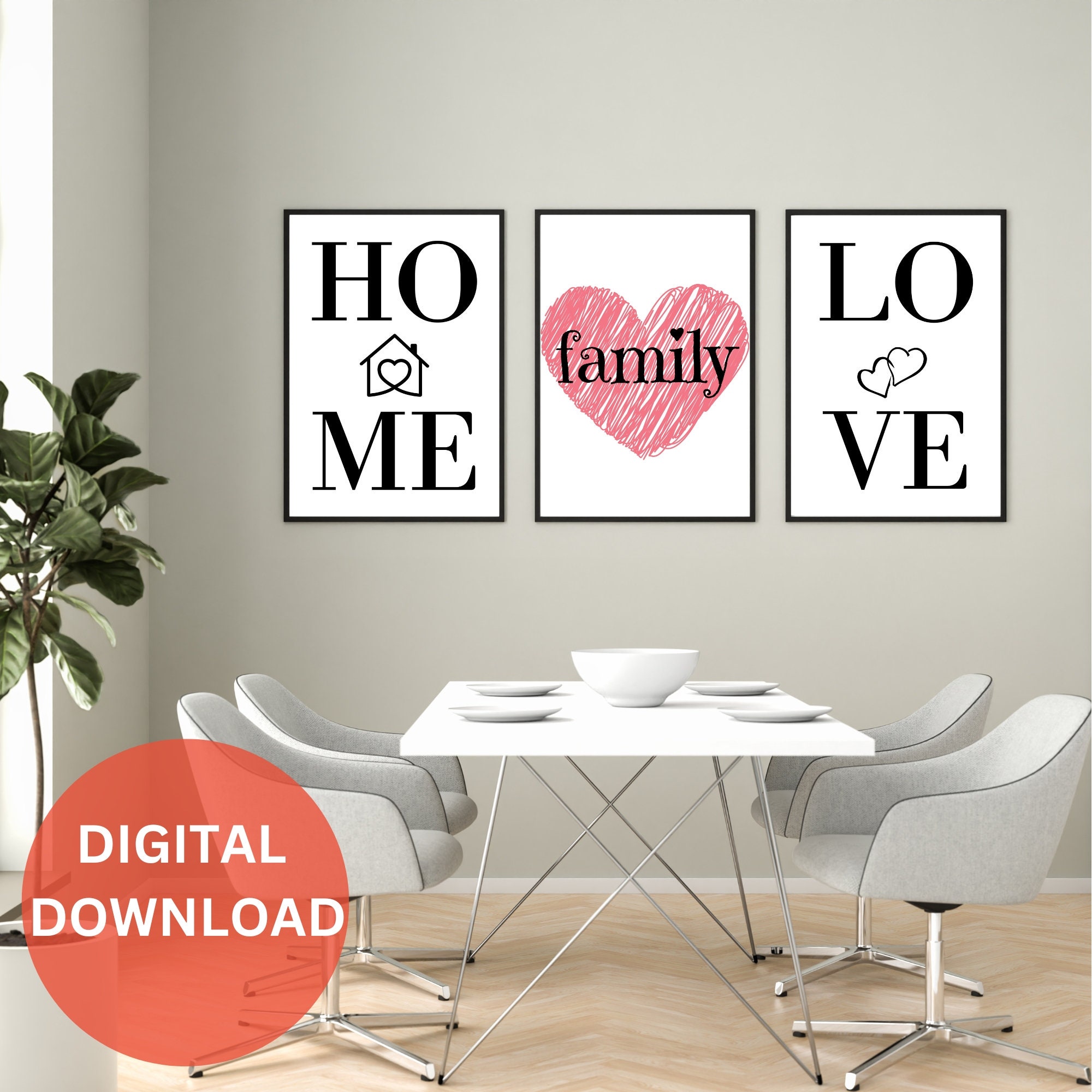 3pc Family Quotes Wall Art, Digital Download for Living Room, Family ...