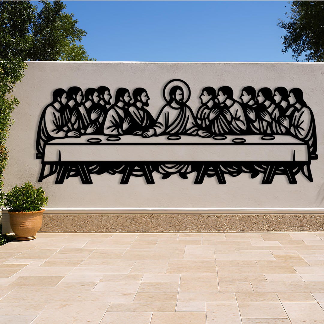 Last Supper Wall Art – Jesus and Apostles Metal Silhouette | Black ...