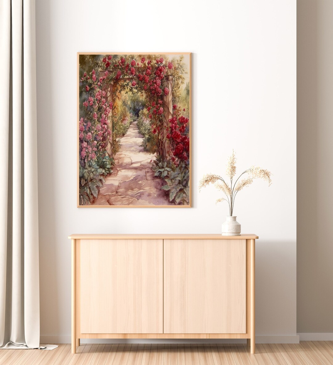 Digital Rose Garden Watercolor Art Printdigital Downloadwall - Etsy