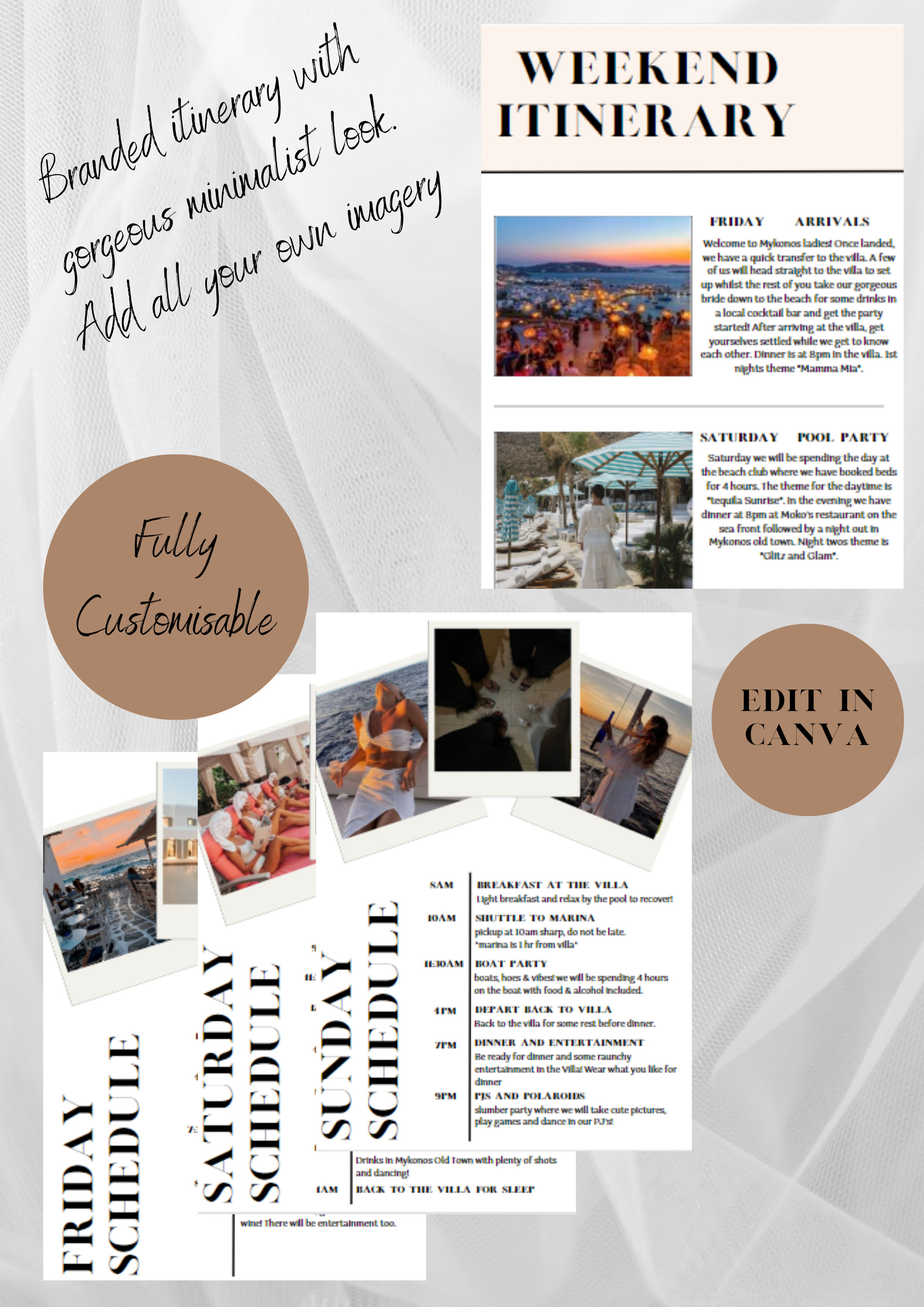 Ultimate Aesthetic Hen Bachelorette Trip Itinerary and Planner. Outfits ...