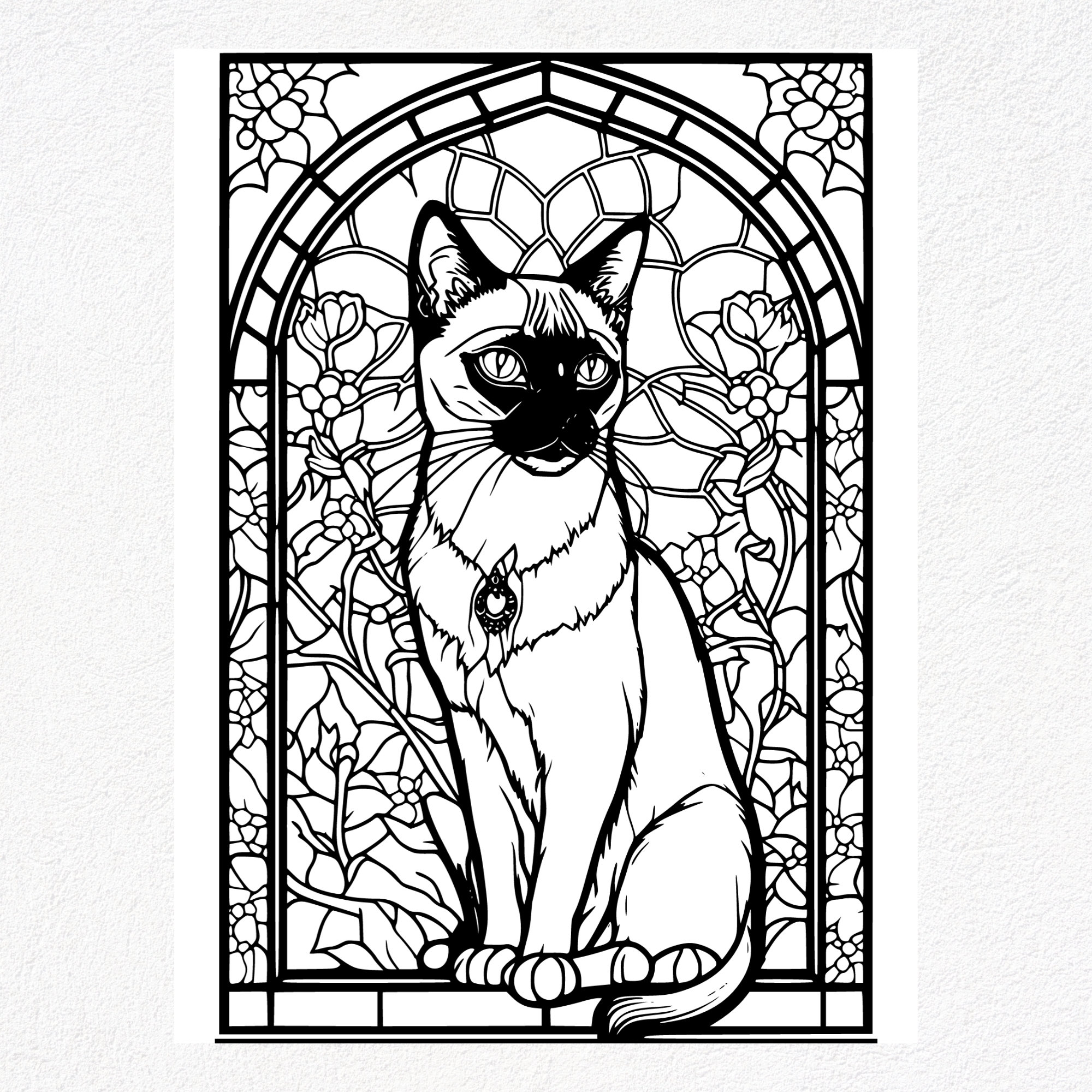 22 Siamese Cat Stained Glass Coloring Pages - Whimsical Feline Designs ...