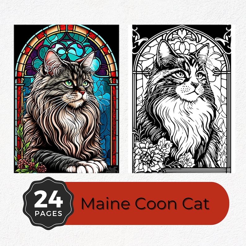 Majestic Maine Coon: 24 Maine Coon Cat Coloring Sheets Ideal Gift for ...
