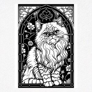 25 Persian Cat Coloring Pages in Stained Glass Style - Intricate ...
