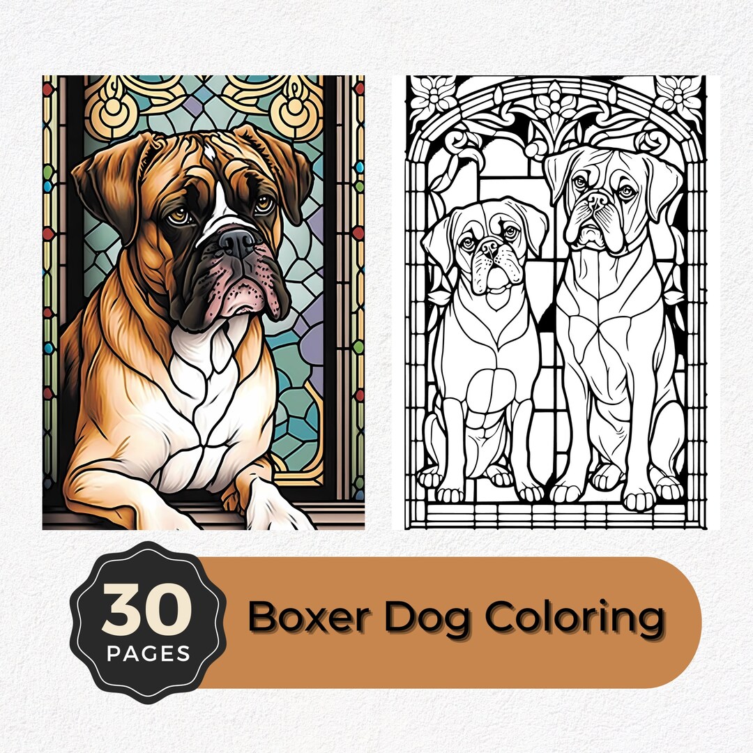 30 Boxer Dog Coloring Pages - 30 Instant Downloadable Designs for Dog ...
