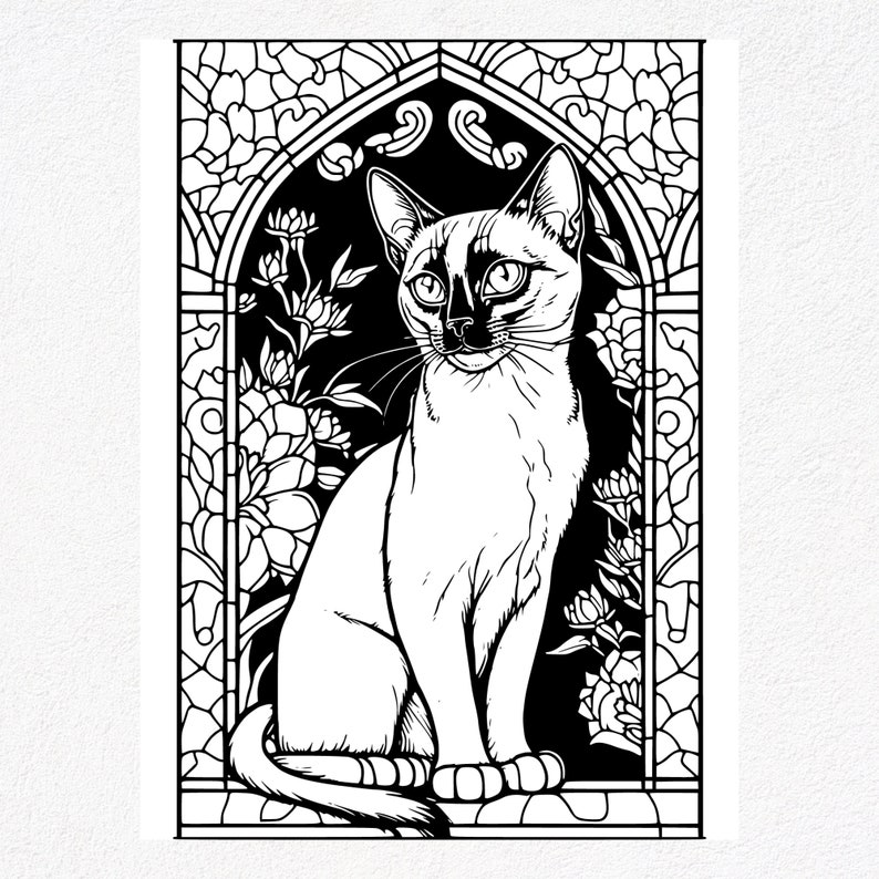 26 Stained Glass-inspired Tonkinese Cat Coloring Pages Whimsical Feline ...