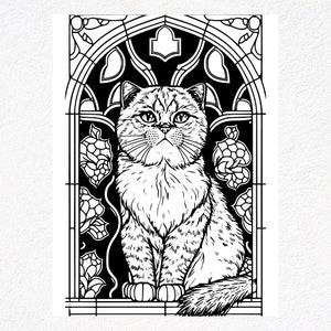 Stained Glass Scottish Fold Cat Coloring Pages: 22 Whimsical Designs ...