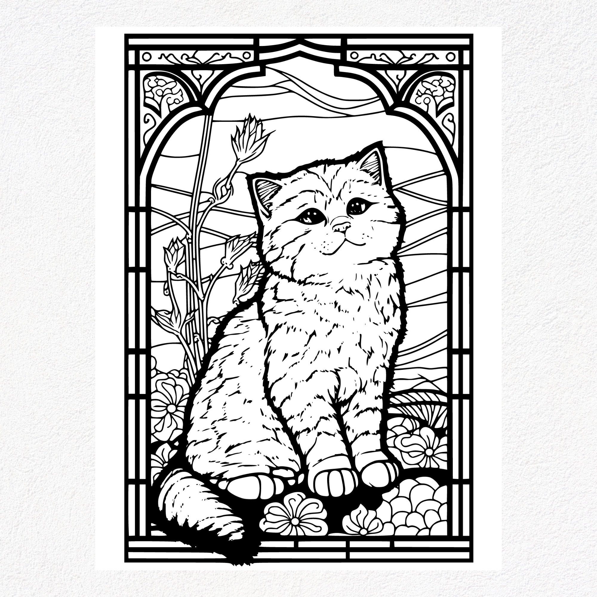 Stained Glass Scottish Fold Cat Coloring Pages: 22 Whimsical Designs ...