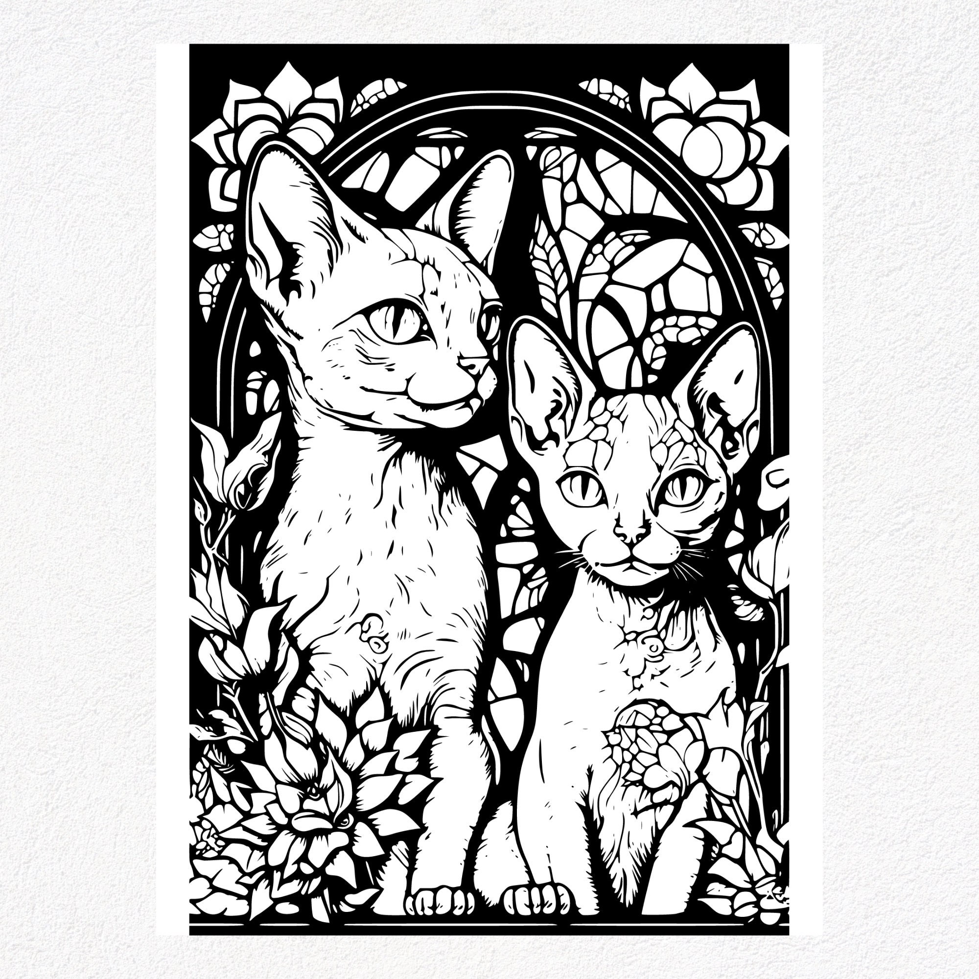 23 Devon Rex Cat Coloring Pages Feline Fantasy Stained - Etsy