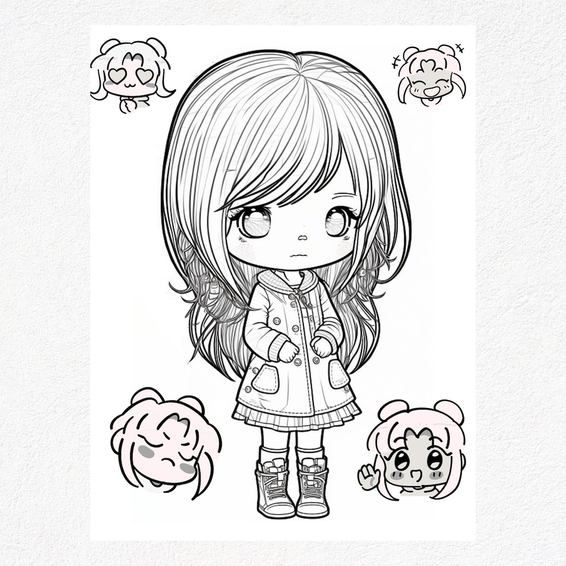 Chibi Girl Coloring Pages 20 Cute Chibi Coloring Sheets Instant ...