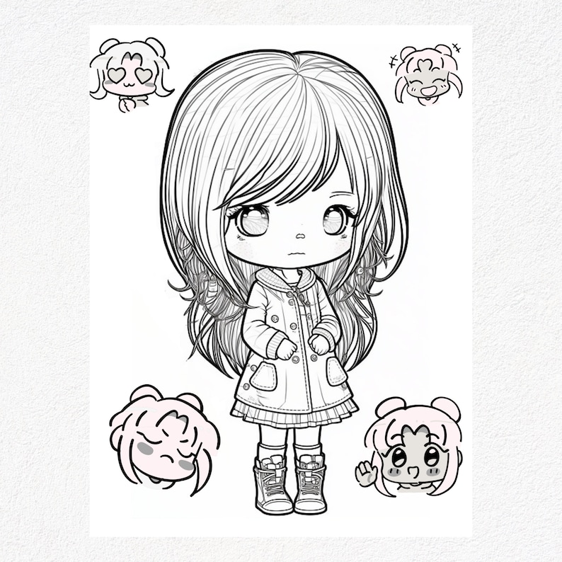 Chibi Girl Coloring Pages | 20 Cute Chibi Coloring Sheets | Instant ...