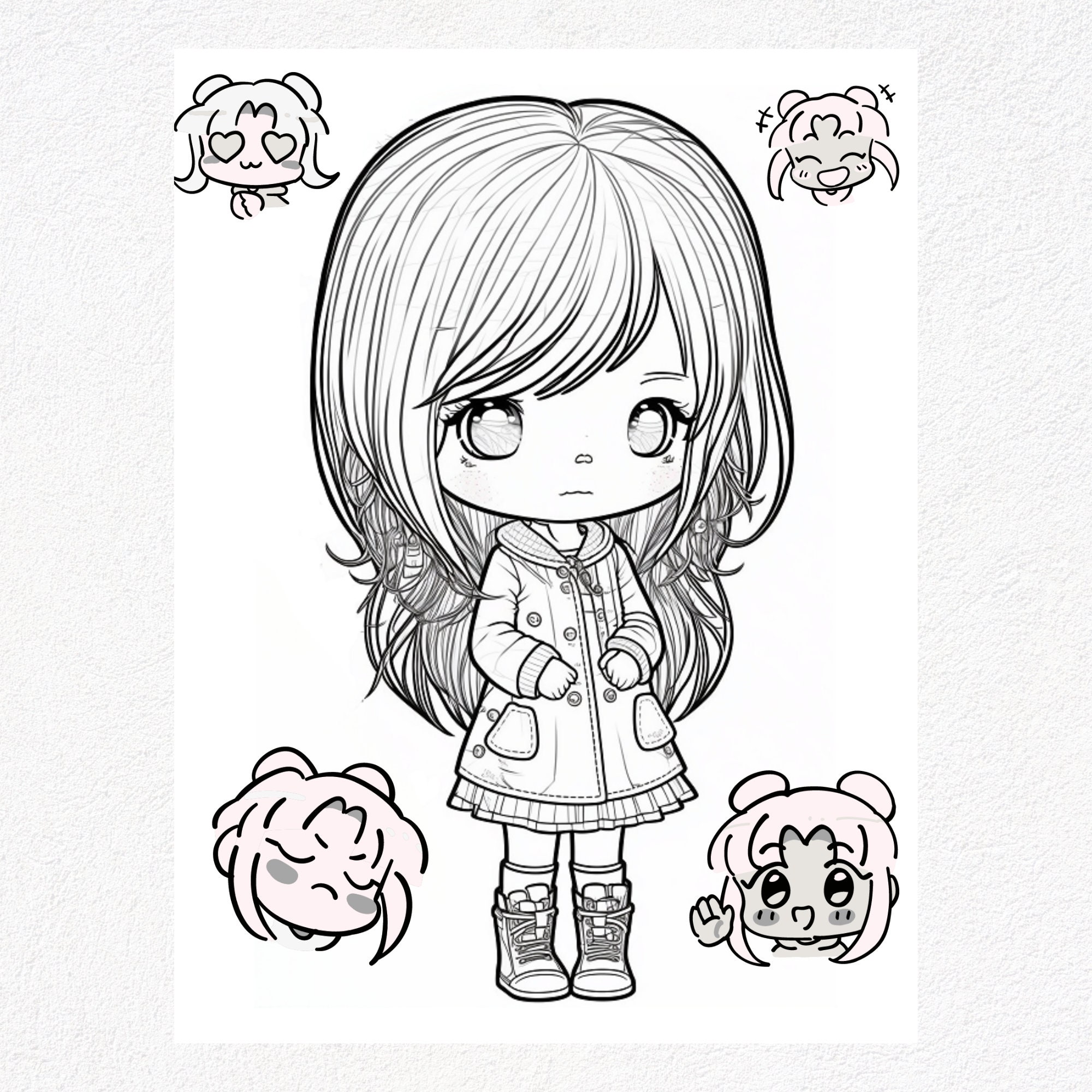 Chibi Girl Coloring Pages | 20 Cute Chibi Coloring Sheets | Instant ...