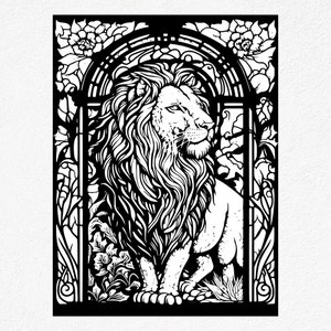 Lion Coloring Pages Set of 22 for Adults and Teens, Printable Lion Art ...