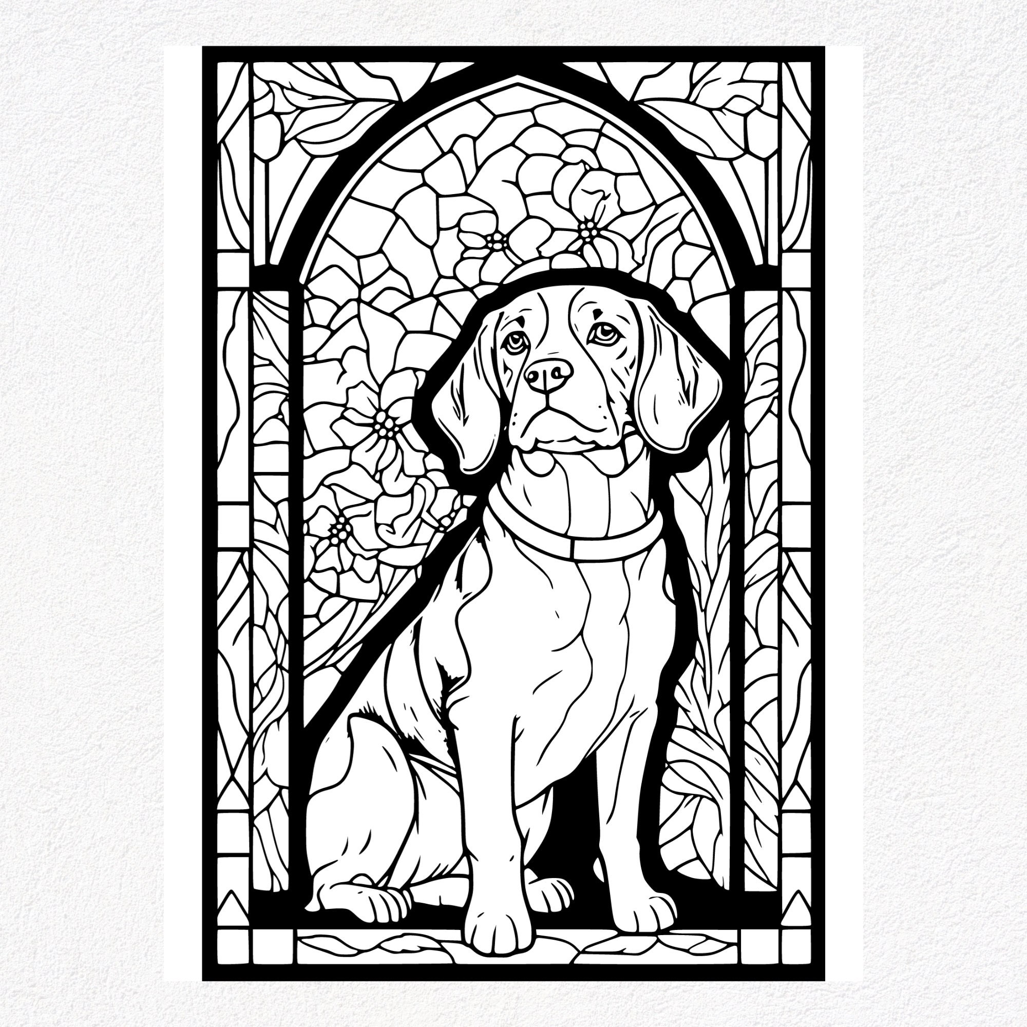 34 Beagle Dog Coloring Pages: Stained Glass Paws (digital Download) - Etsy