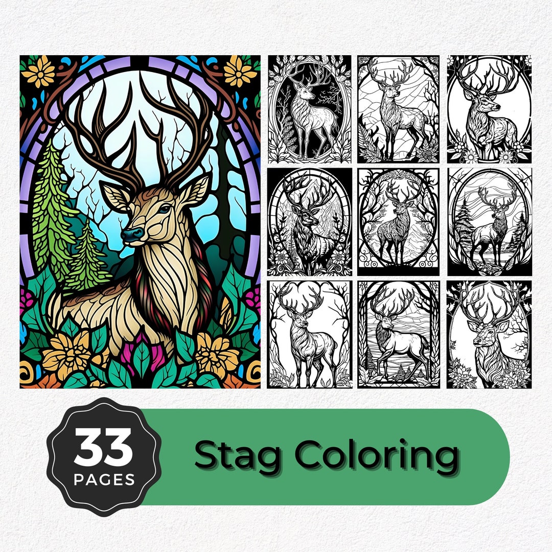 33 Stag Coloring Pages for Adults & Teens, Printable Deer Art, Wildlife ...