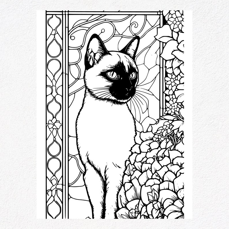 26 Stained Glass-inspired Tonkinese Cat Coloring Pages Whimsical Feline ...
