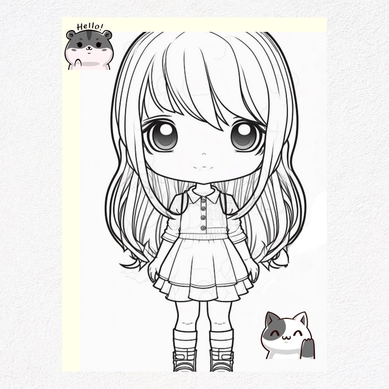 Chibi Girl Coloring Pages | 20 Cute Chibi Coloring Sheets | Instant ...