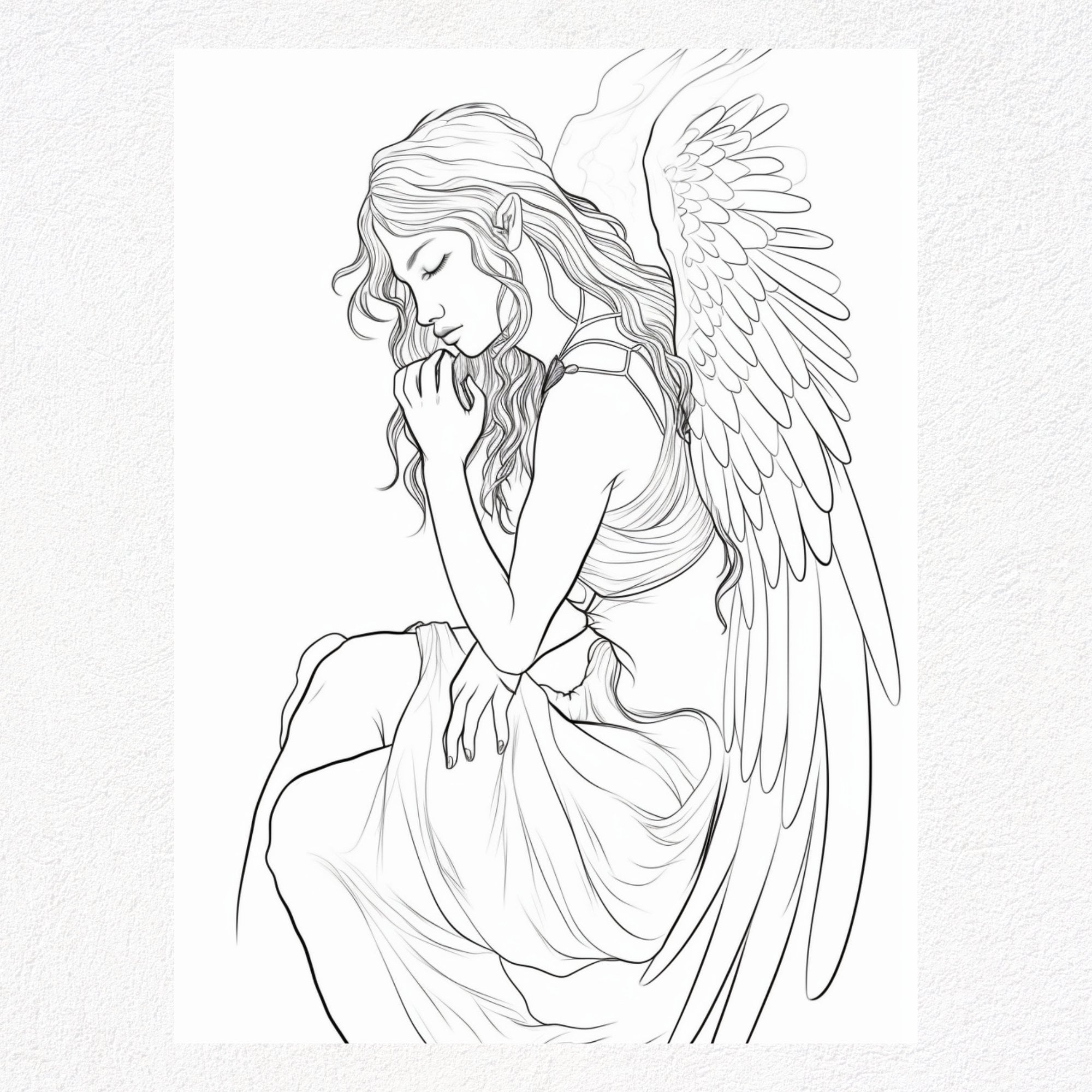 50 Angel Coloring Pages: Printable Designs for Adults & Kids (digital ...