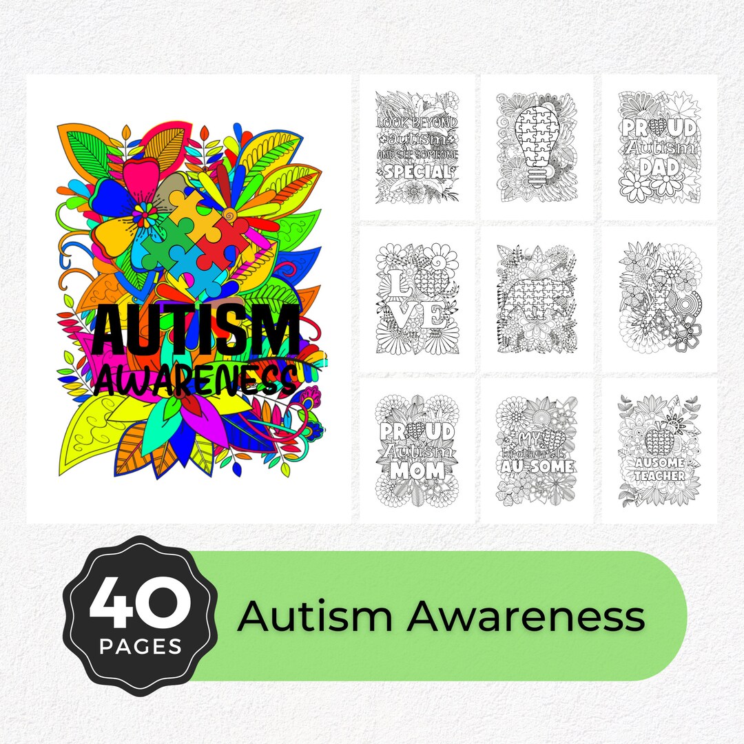 40 Autism Awareness Coloring Pages | Coloring Activity | Motivational ...