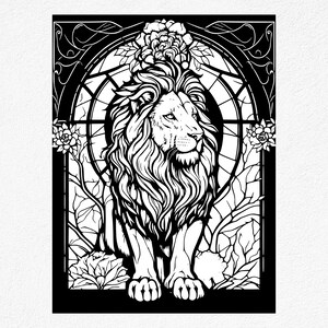 Lion Coloring Pages Set of 22 for Adults and Teens, Printable Lion Art ...