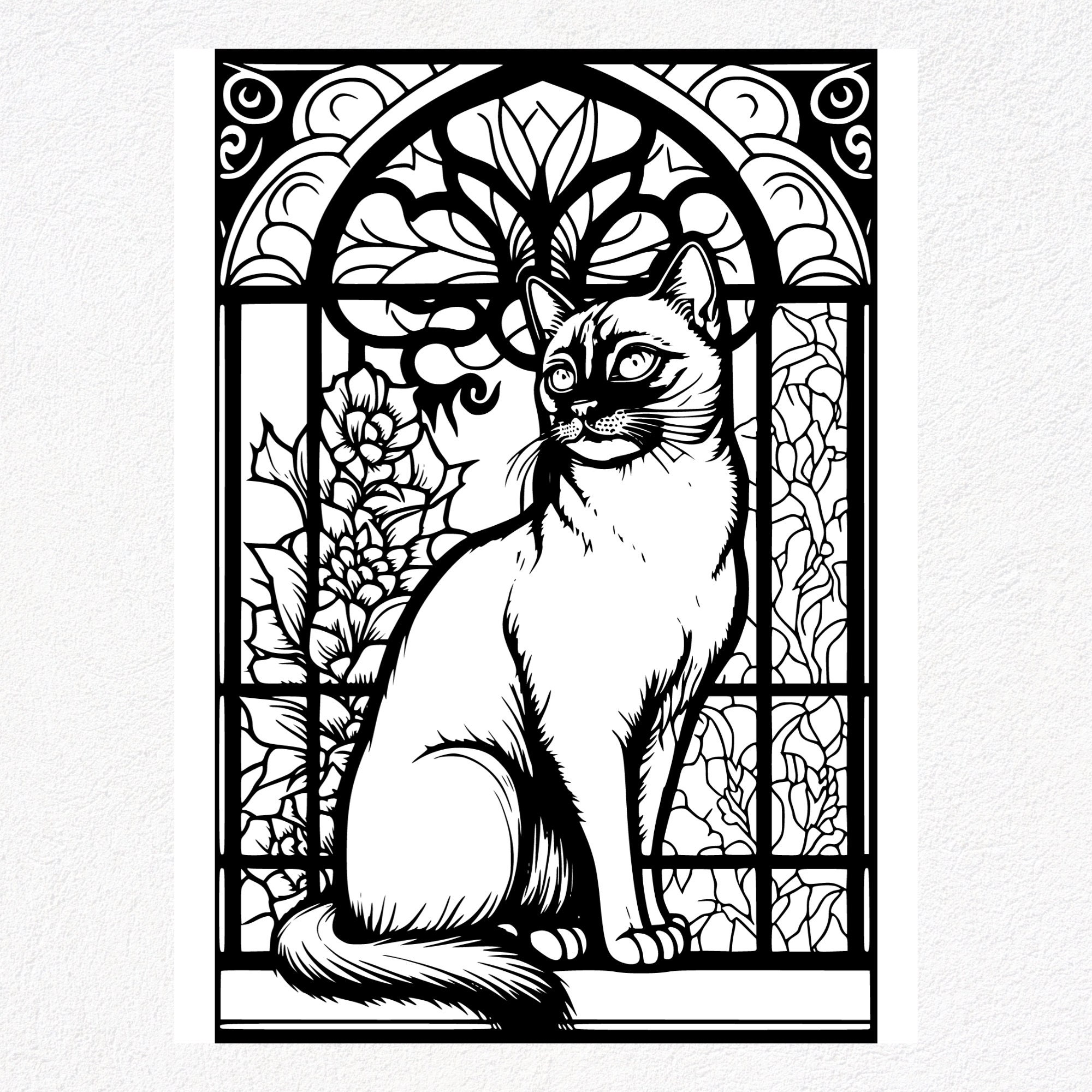 22 Siamese Cat Stained Glass Coloring Pages - Whimsical Feline Designs ...